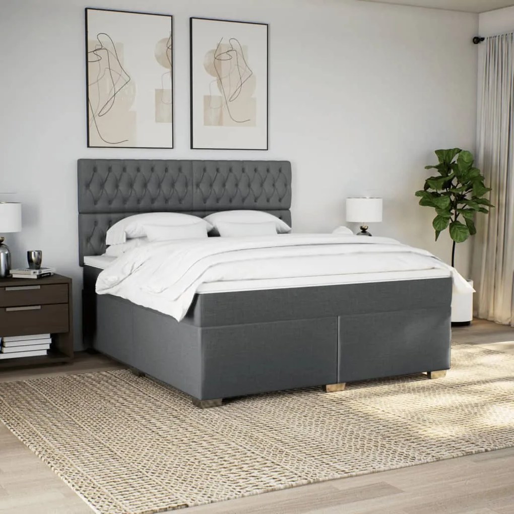 Box spring postel s matrací tmavě šedá 180x200 cm textil 3292875