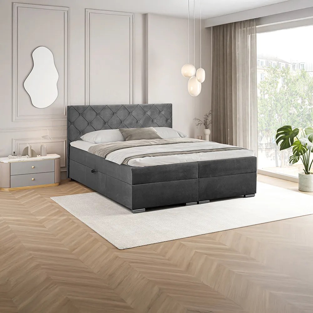 Postel dvoulůžko BOXSPRING MALAGA + topper v ceně | 160x200 | VÝBĚR TKANIN