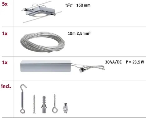 Paulmann 94108 - SADA 5xLED/4,3W Bodové svítidlo MAC 230V matný chrom