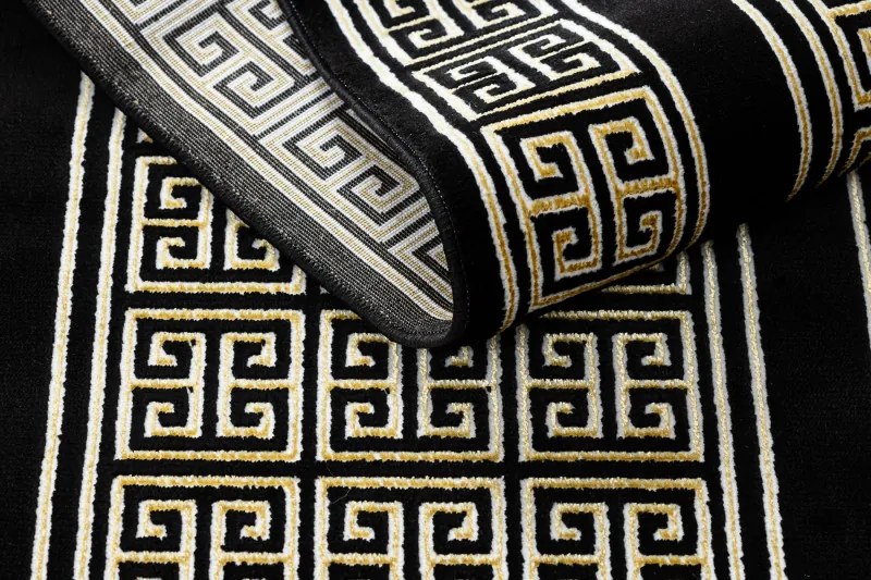 Dywany Łuszczów, Koberec běhoun Gloss 6776 86 greek black/gold, 60x300, žlutá, kancelář
