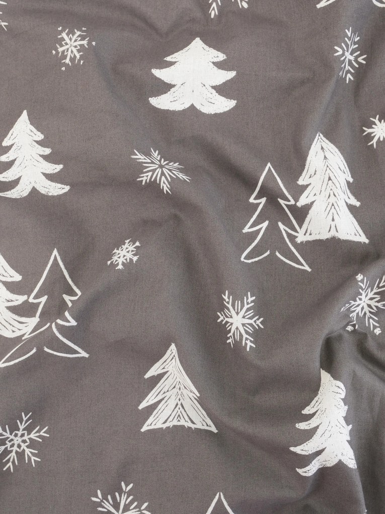 MK Lůžkoviny Vánoční bavlněné povlečení Renforcé - Stromečky šedé 140 × 200 cm, 70 x 90 cm