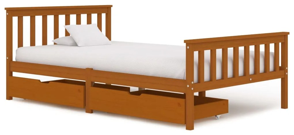 3060530 vidaXL Rám postele 2 zásuvky medově hnědý masivní borovice 120x200 cm
