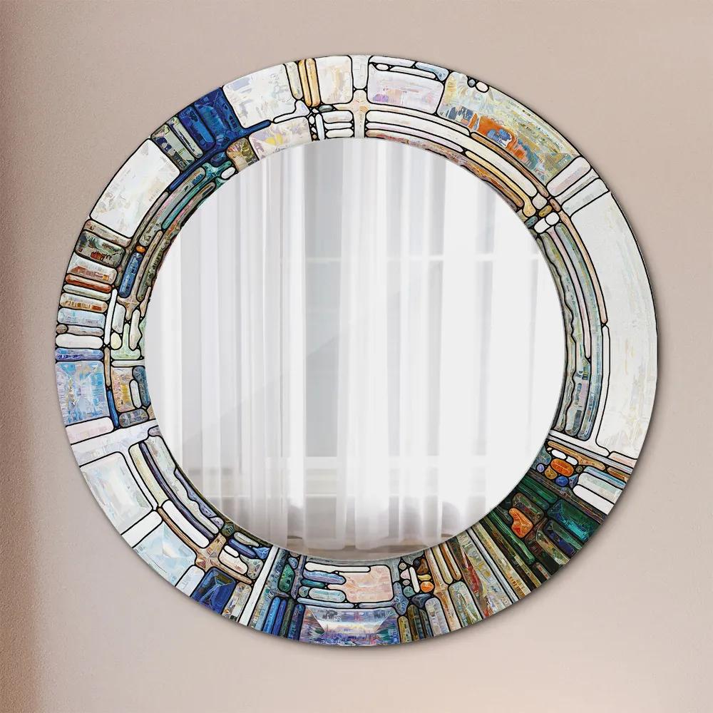 Kulaté dekorativní zrcadlo Abstraktní okno vitráže fi 50 cm