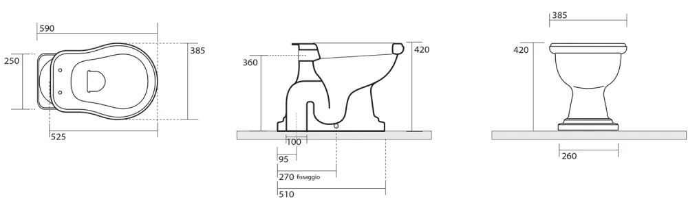 Kerasan RETRO WC mísa stojící, 38,5x59cm, spodní odpad, bílá 101001