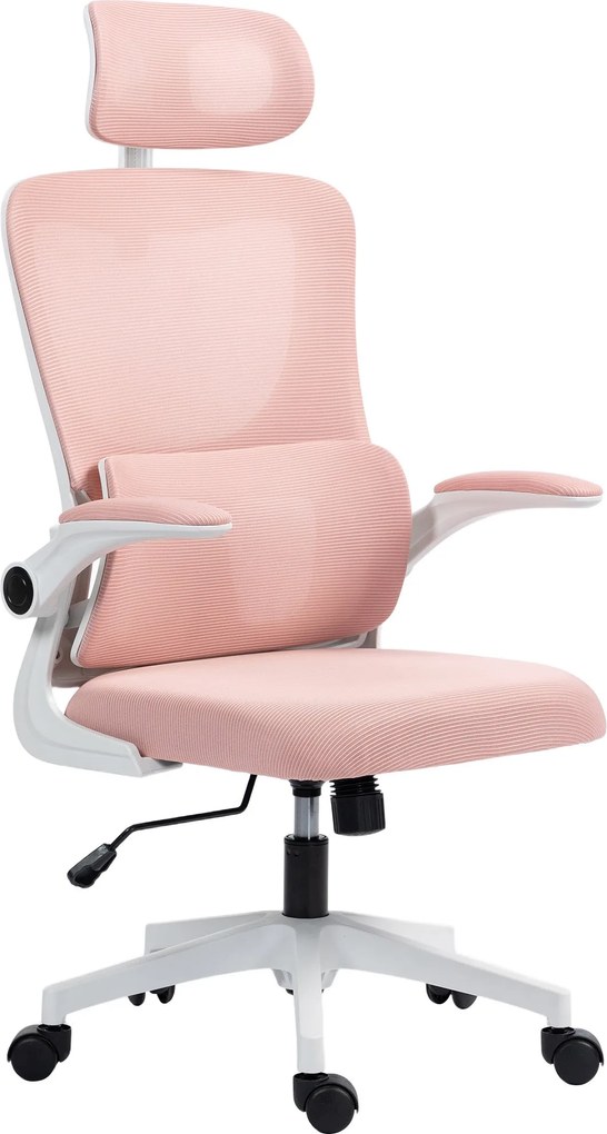 Ergonomická kancelářská židle Vinsetto s bederní podporou, sklápěcí opěrkami, nastavitelným opěradlem, otočná židle s vysokým opěradlem, výškově nast…