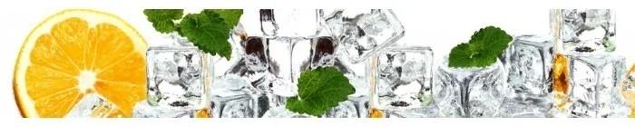 DIMEX | Fototapeta do kuchyně Citrón a led KI-350-023 | 350 x 60 cm | zelená, bílá, oranžová