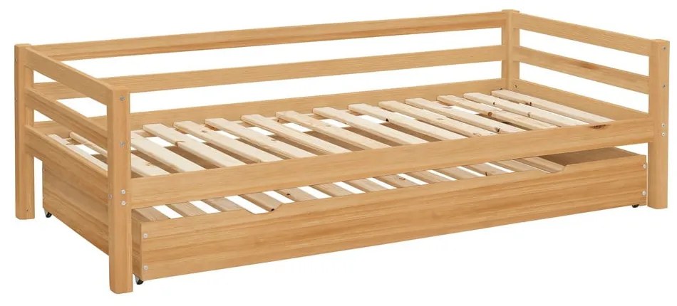 Dětská postel z borovicového dřeva s výsuvným lůžkem v přírodní barvě 90x200 cm Alpi – Støraa Biano.cz