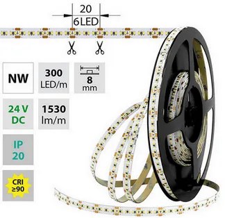 LED pásek McLED 24V neutrální bílá š=8mm IP20 18W/m 300LED/m SMD2216 ML-126.737.60.0