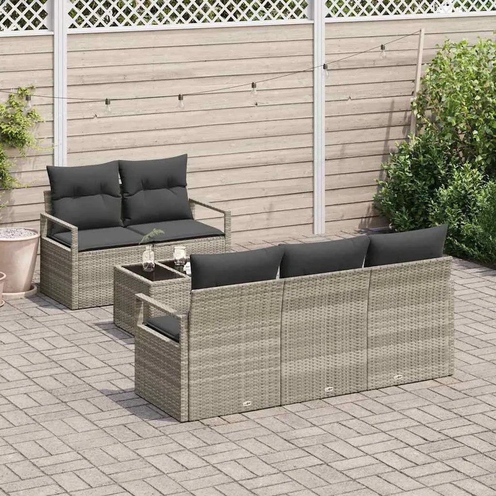 Set pohovek 6 ks 5-Počet míst Světle šedá polyratan 3346262