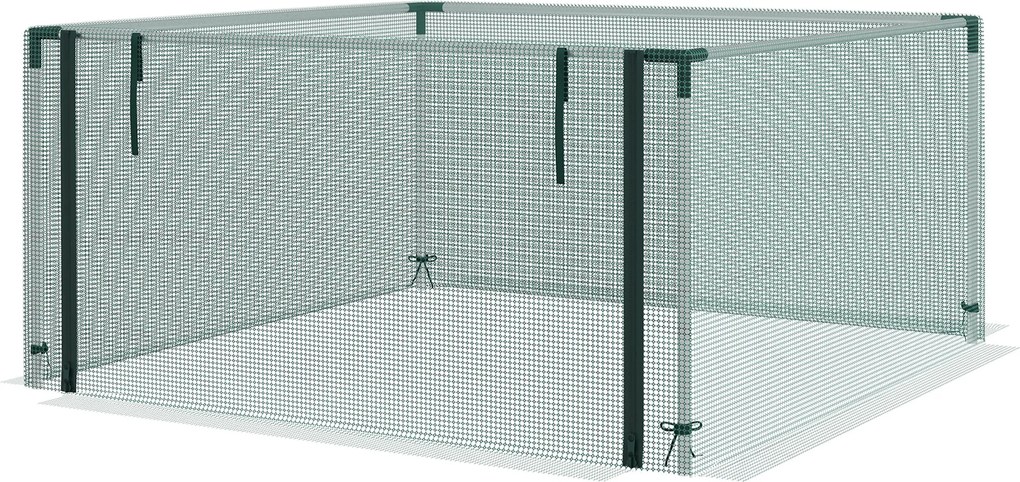 Outsunny Zahradní síť 1,25 x 1,25 m, Stan na ochranu rostlin se zipem, Ochranná síť proti hmyzu, Zelená síť na zeleninu odolná vůči větru, Ochranná s…