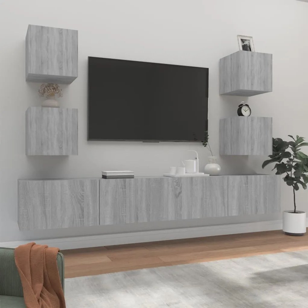 vidaXL 6dílný set TV skříněk kompozitní dřevo [3114264] Barva: Betonová šedá