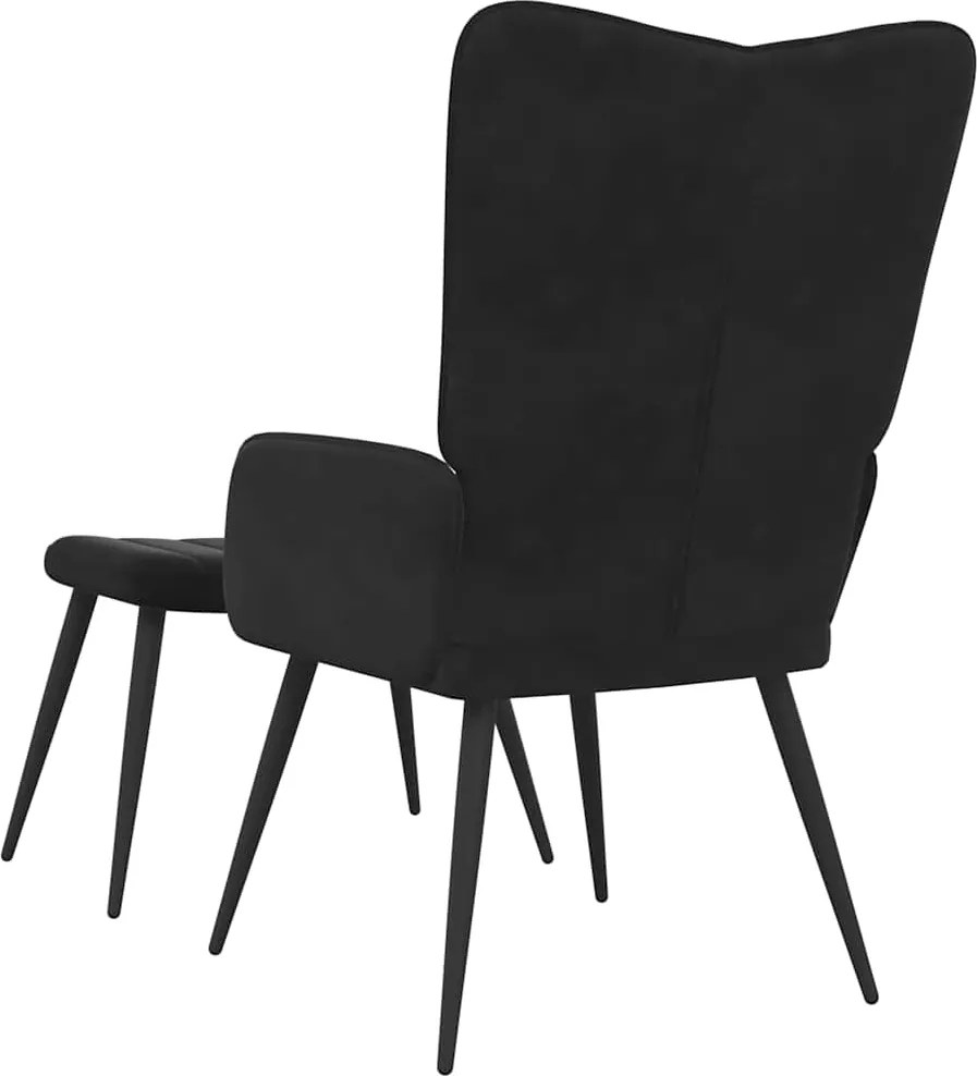 Relaxační křeslo se stoličkou černé samet 327694