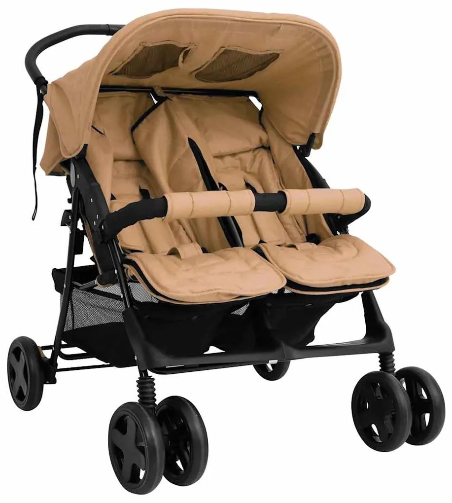 Dvojitý kočárek taupe ocel 10343