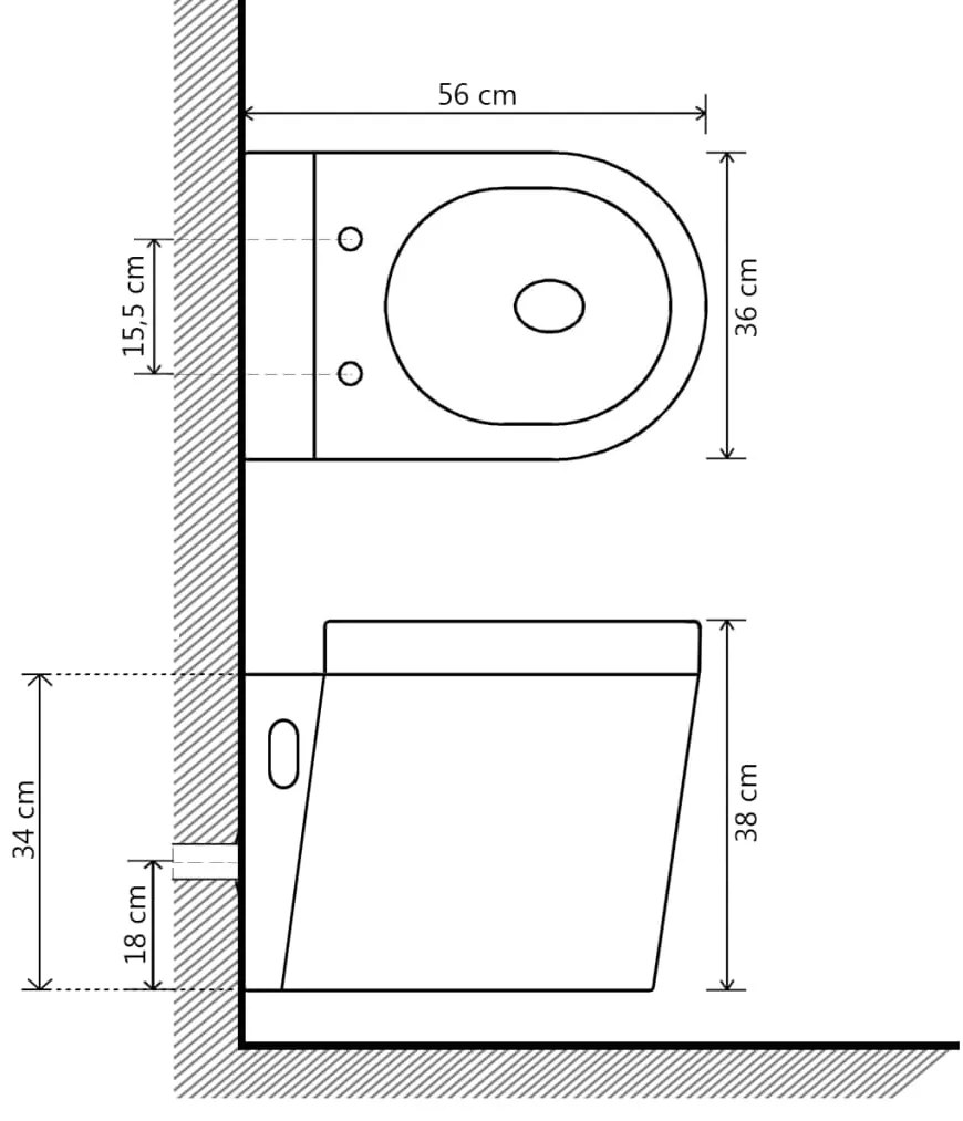 vidaXL Marketos Závěsné WC keramické černé