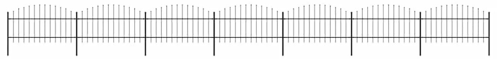 Zahradní plot s kopím nahoře ocelový 1172 x 125 cm černý 277727