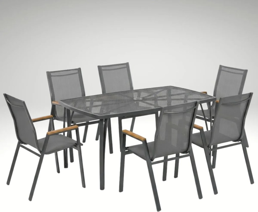 Vikio Zahradní jídelní kovový set pro 6 osob V126T antracit