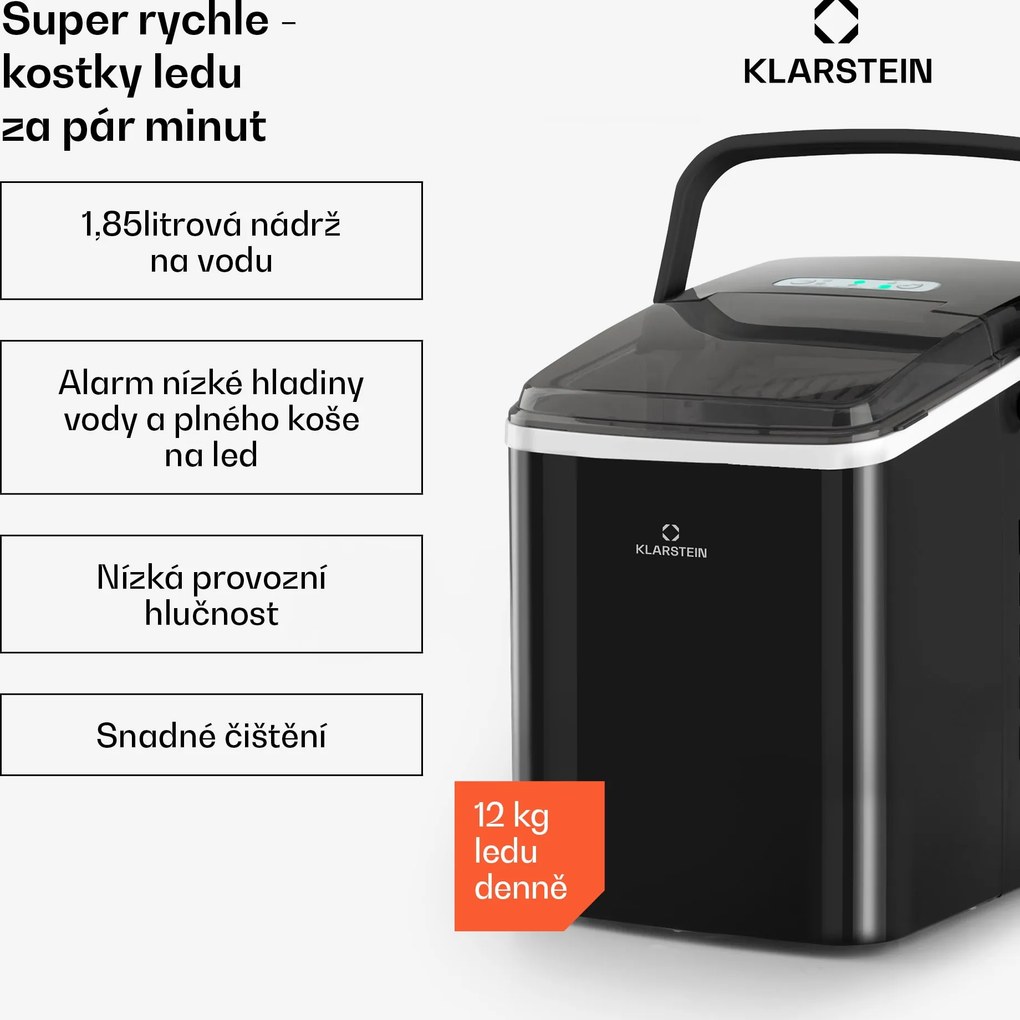 Klarstein Arctic Porter, výrobník ledu, kuželovité kostky ledu, 12 kg/24 h, nerezová ocel