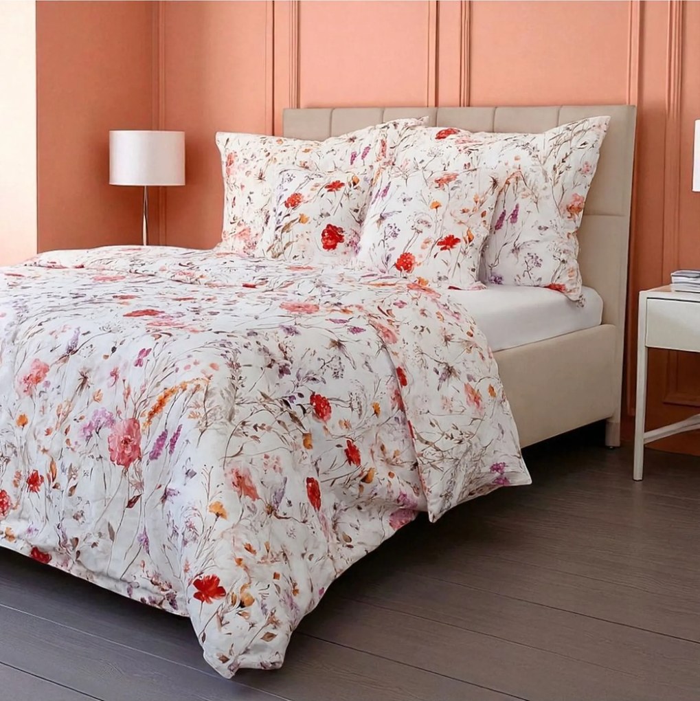 Saténové povlečení LUXURY COLLECTION Luční tanec - 1x 240/220, 2x 70/90cm