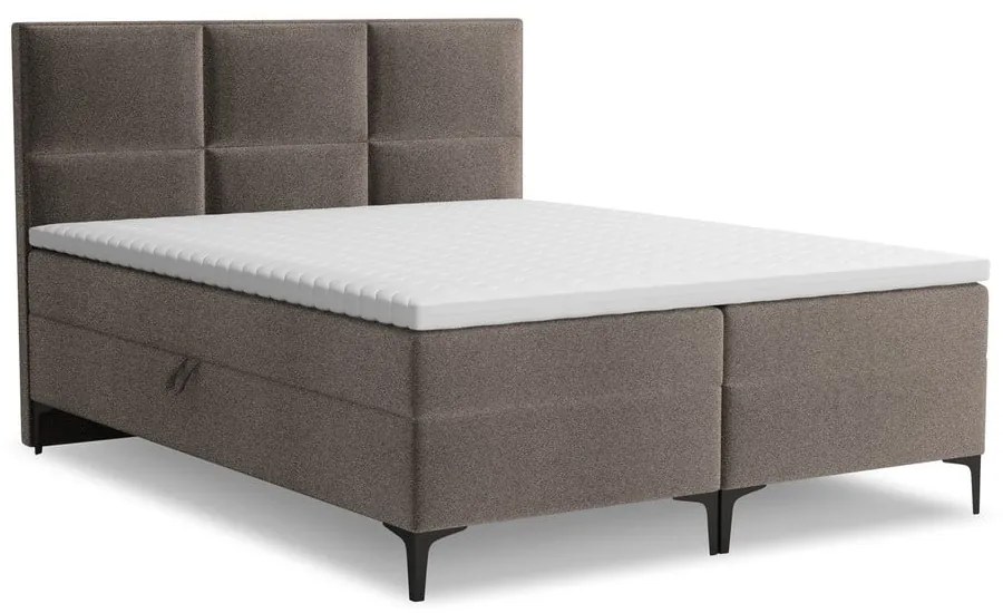 Hnědá boxspring postel s úložným prostorem 140x200 cm Pakalana – Makamii