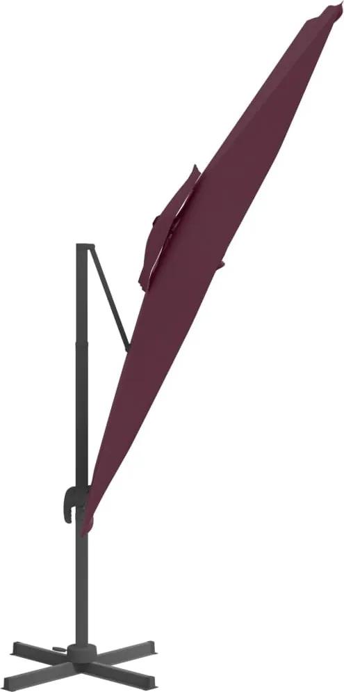 vidaXL Konzolový slunečník s dvojitou stříškou bordó 300 x 300 cm [319955]