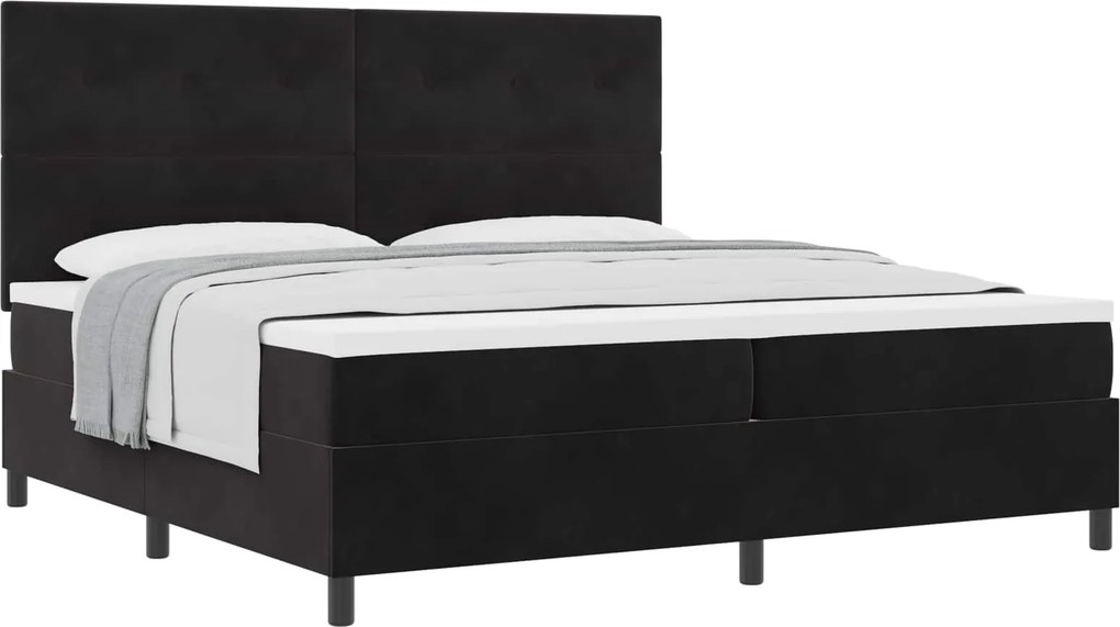 Postel s boxspringem s čelo Černý 200 x 200 cm samet 3339856