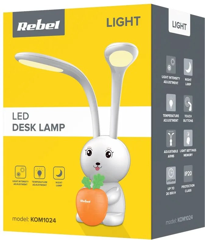 Stolní lampa dětská s regulací REBEL KOM1024, králík