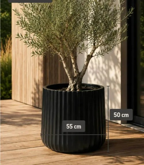 Designový květináč VEKRA , sklolaminát, výška 50 cm, černá