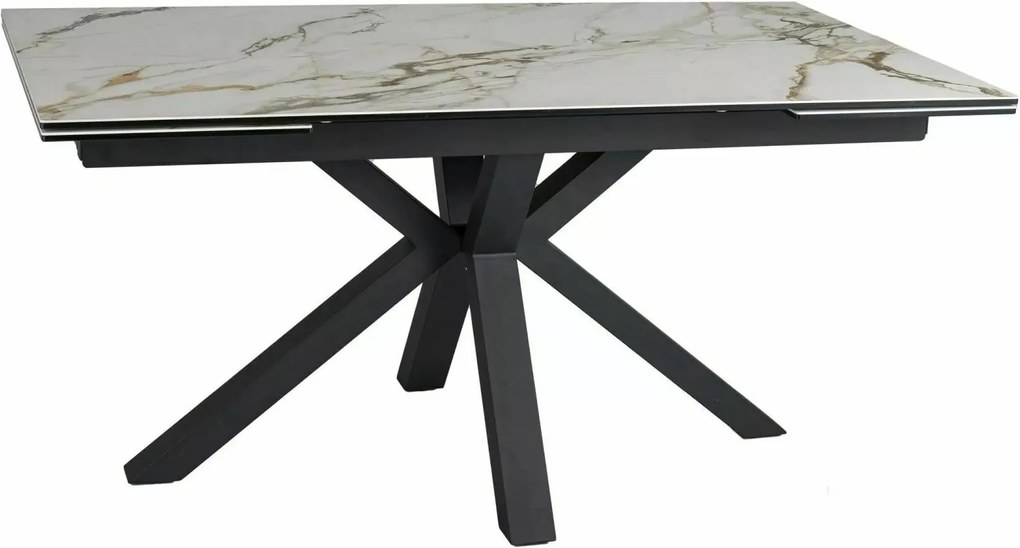 Rozkládací jídelní stůl Columbus Ceramic 160/240 cm bílý mramor/černý mat
