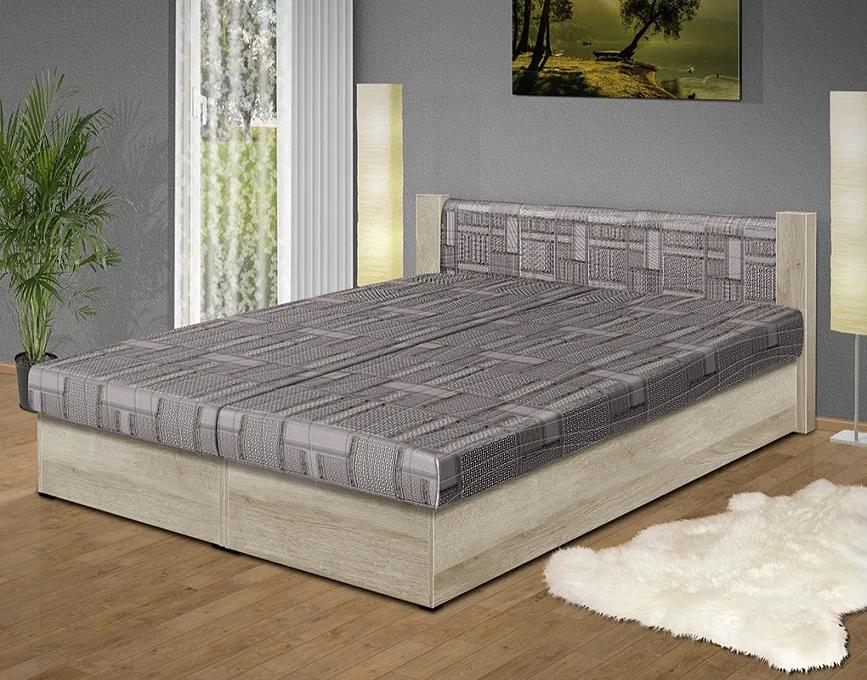 Manželská postel s úložným prostorem Erika 170 barva lamina: dub stříbrný 404, Čalounění: Mega 019 Ratan