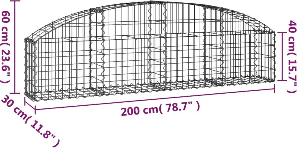 Klenutý gabionový koš 200 x 30 x 40/60 cm pozinkované železo 153462