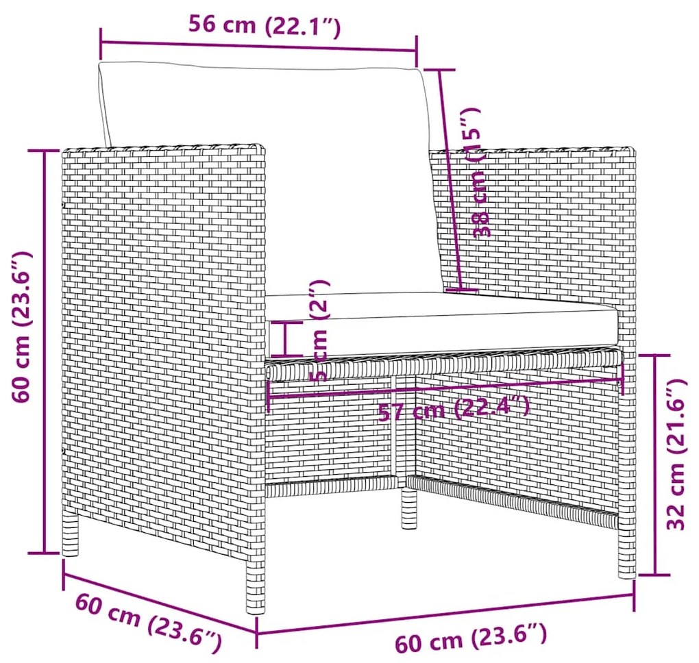 vidaXL Marketos Zahradní pohovka s poduškami šedá polyratan