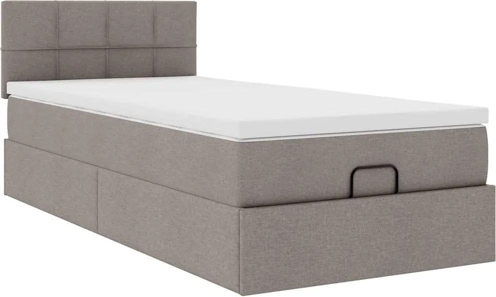 Osmanský postel s matrací taupe 90x200 cm textil 3311432