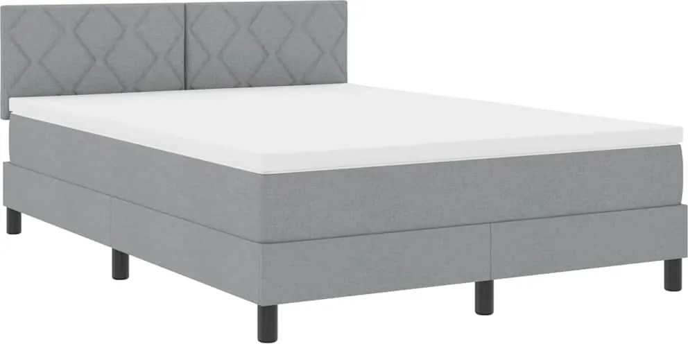 Postel s boxspringem s čelo Světle šedá 160 x 200 cm textil 3338776