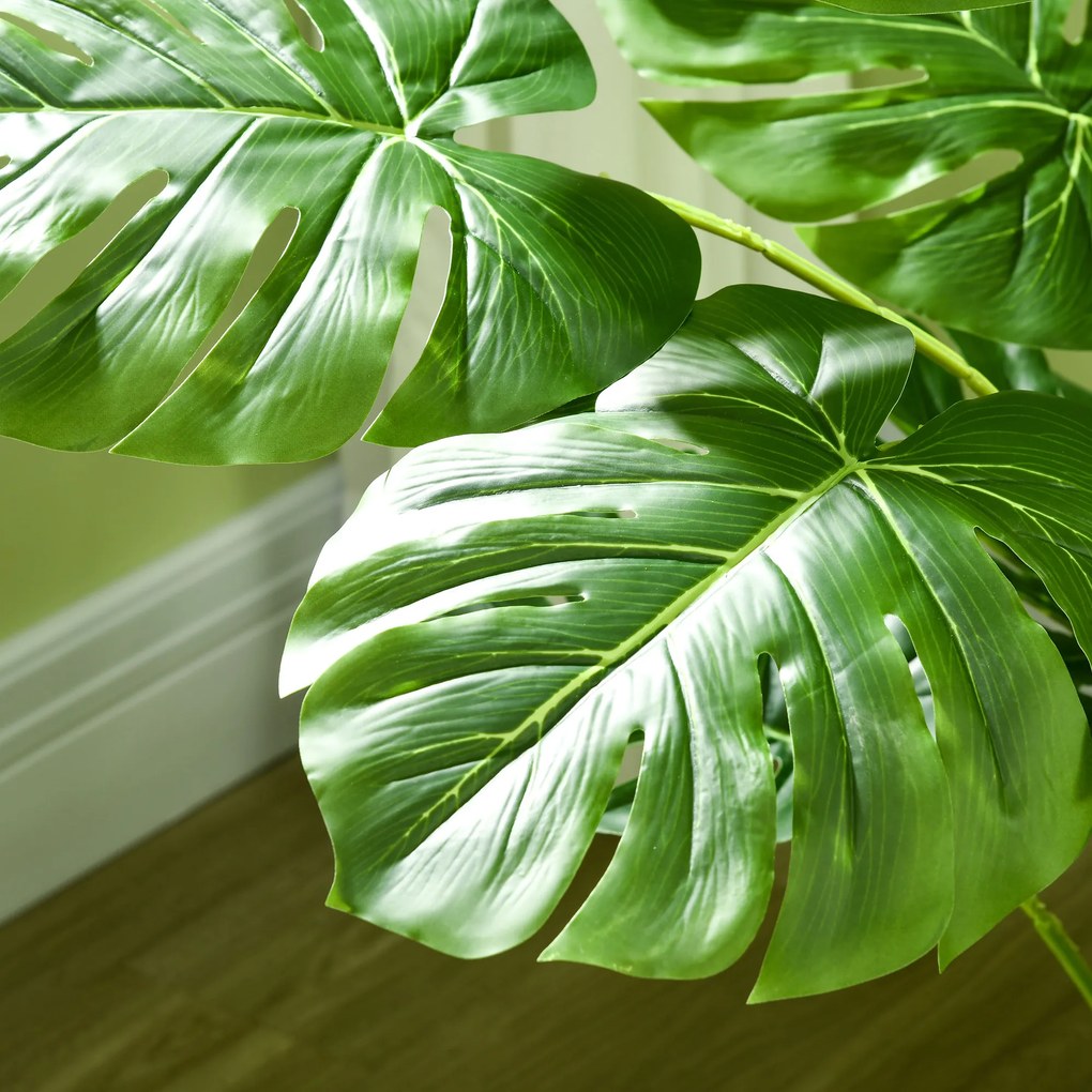 HOMCOM Umělá rostlina Monstera 120cm s květináčem a PE mechem, klamně skutečná pro obývací pokoj a dekorace v zelené barvě