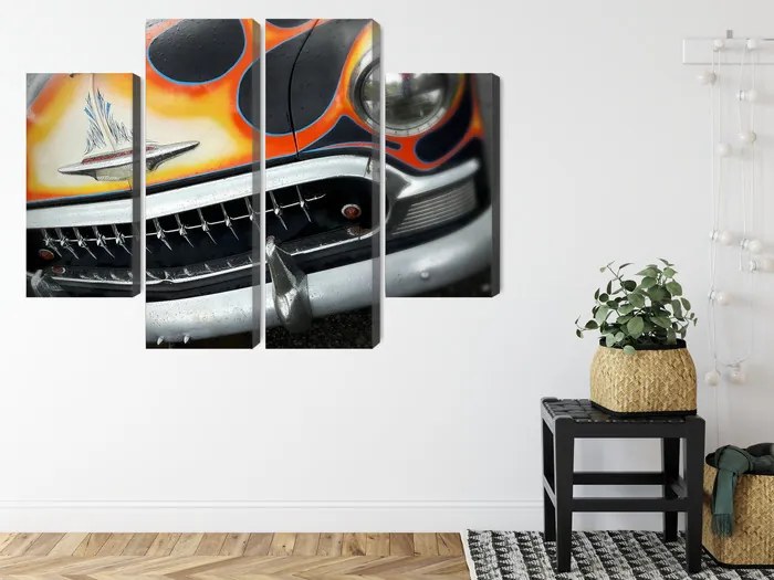 Vícedílný obraz Historické Auto S Plameny Nedostatek Nedostatek Plátno Canvas 160x120