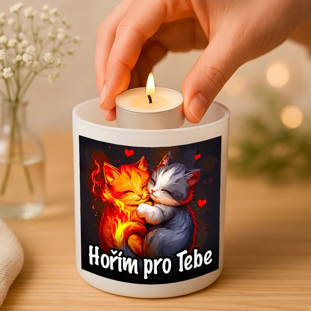 Ahome CZ Originální skleněný svícen Hořím pro tebe