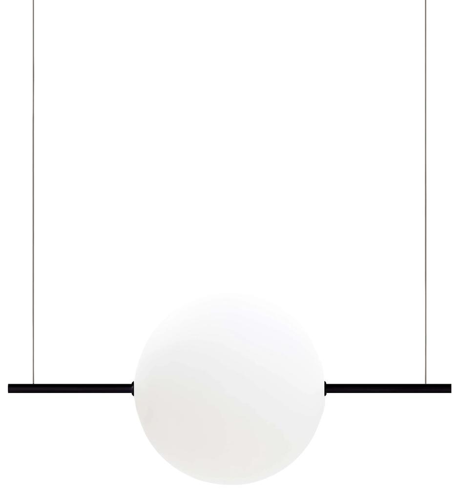 Il Fanale 282.01.NN Alma, závěsné svítidlo z černé mosazi a bílého skla, 13W LED 2700K, délka 90cm