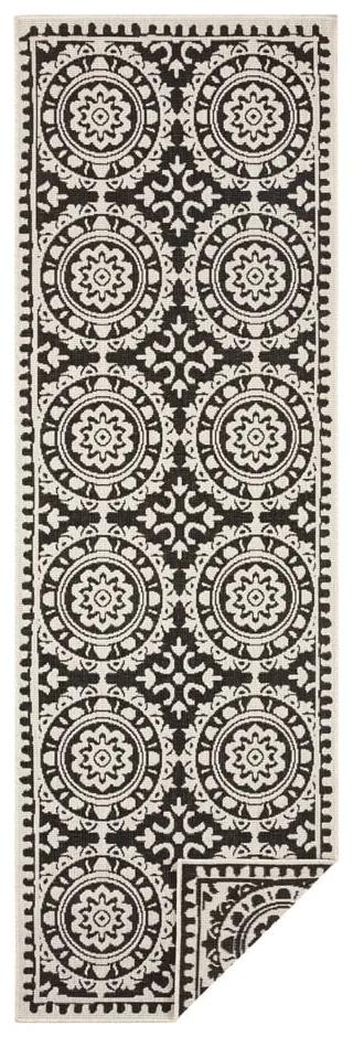 Černo-krémový venkovní koberec NORTHRUGS Jardin, 80 x 350 cm