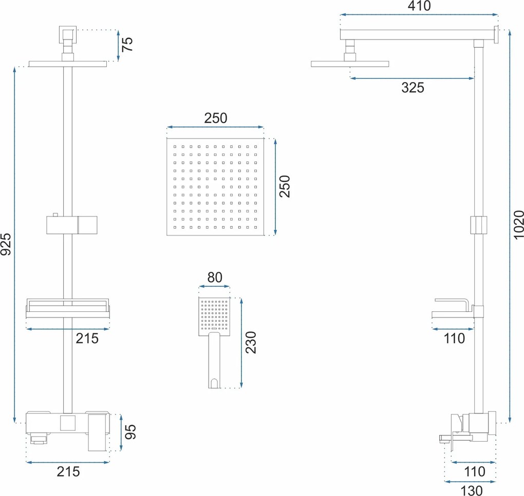 Rea Jack - sprchový set s otočným vanovým výtokem, zlatá, REA-P7008