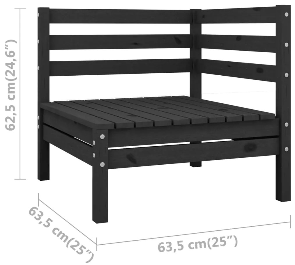 vidaXL Marketos Zahradní rohová pohovka černá masivní borové dřevo