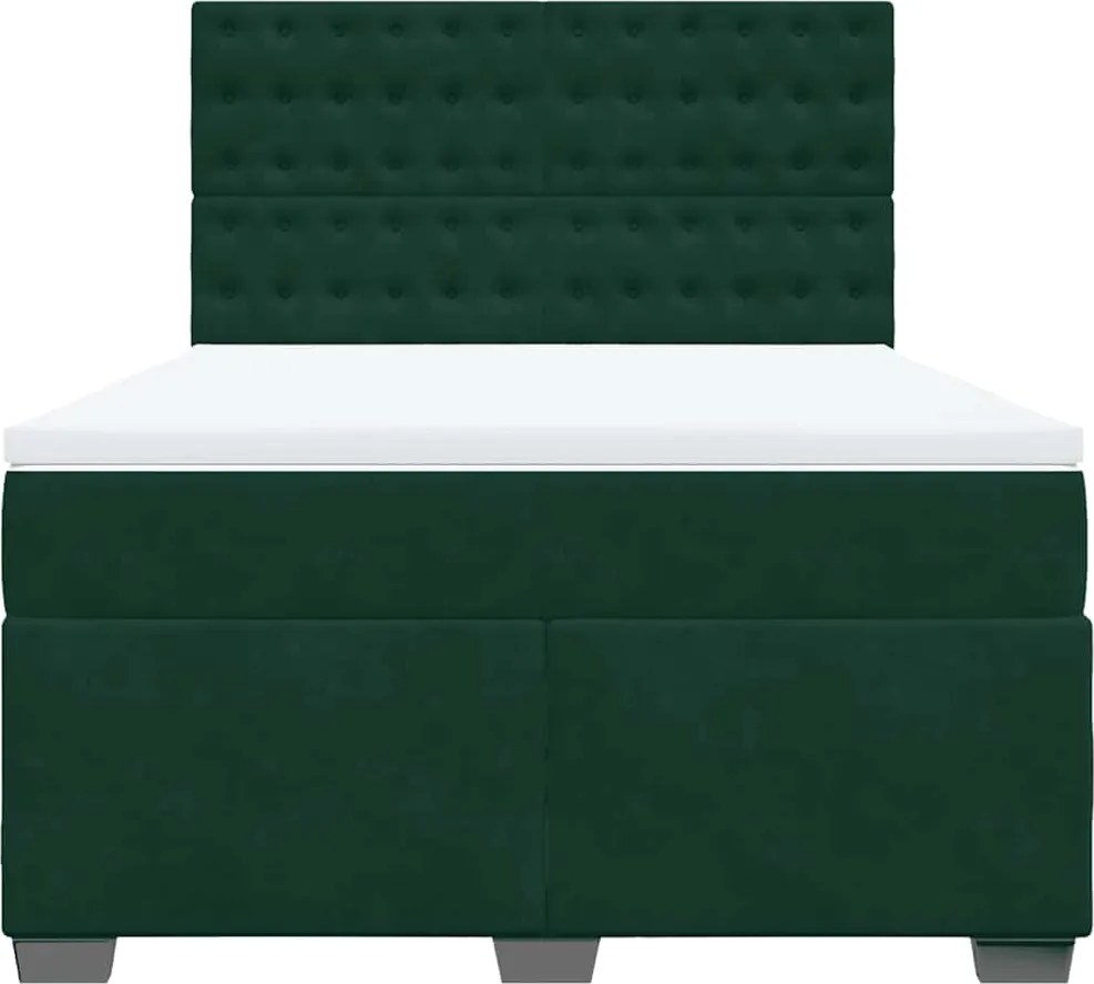 Box spring postel s matrací tmavě zelená 160x200 cm samet 3293269
