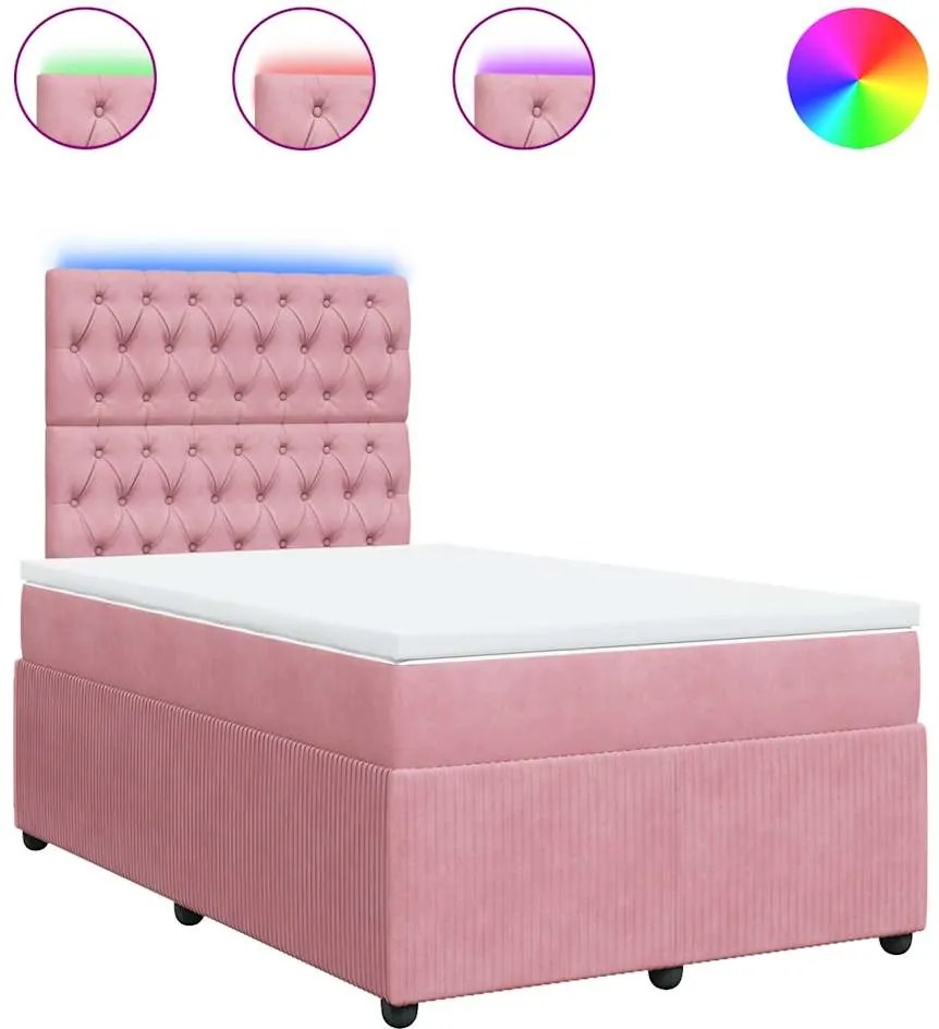 Box spring postel s matrací růžová 120 x 200 cm samet 3294621