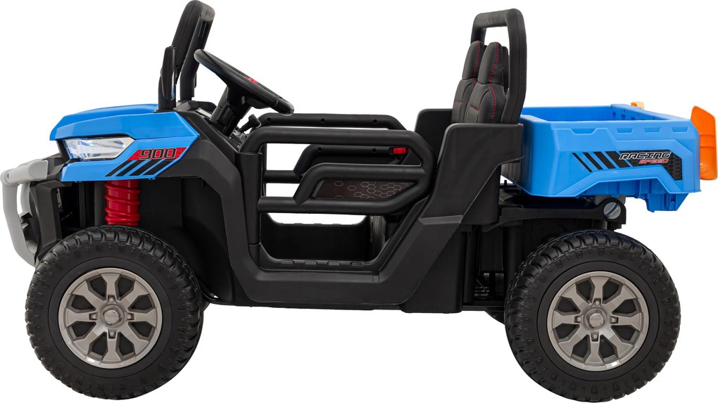 Ramiz Dětské auto Pick-Up Speed 900 modré + pohon 4x4 + pohyblivá korba + zavazadlový prostor + dálkové ovládání + lopatka + LED a zvuky