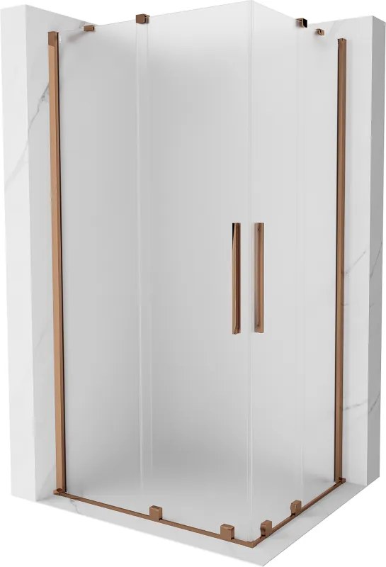 Mexen Velar Duo, sprchový kout s posuvnými dveřmi 100 x 90 cm, 8mm sklo námraza, růžové zlato, 871-100-090-32-60