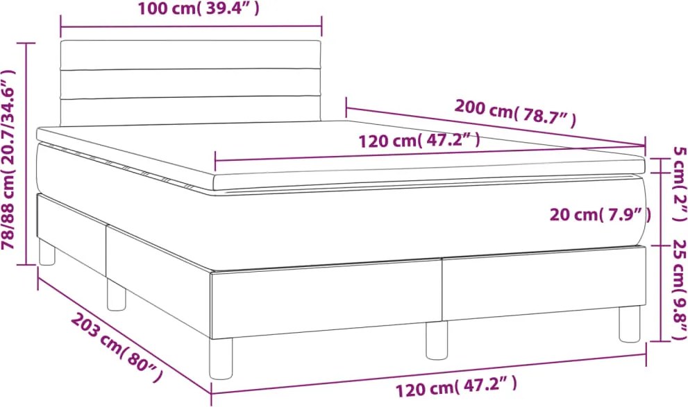 vidaXL Box spring postel s matrací 120x200 cm textil [3140682] Barva: Modrá