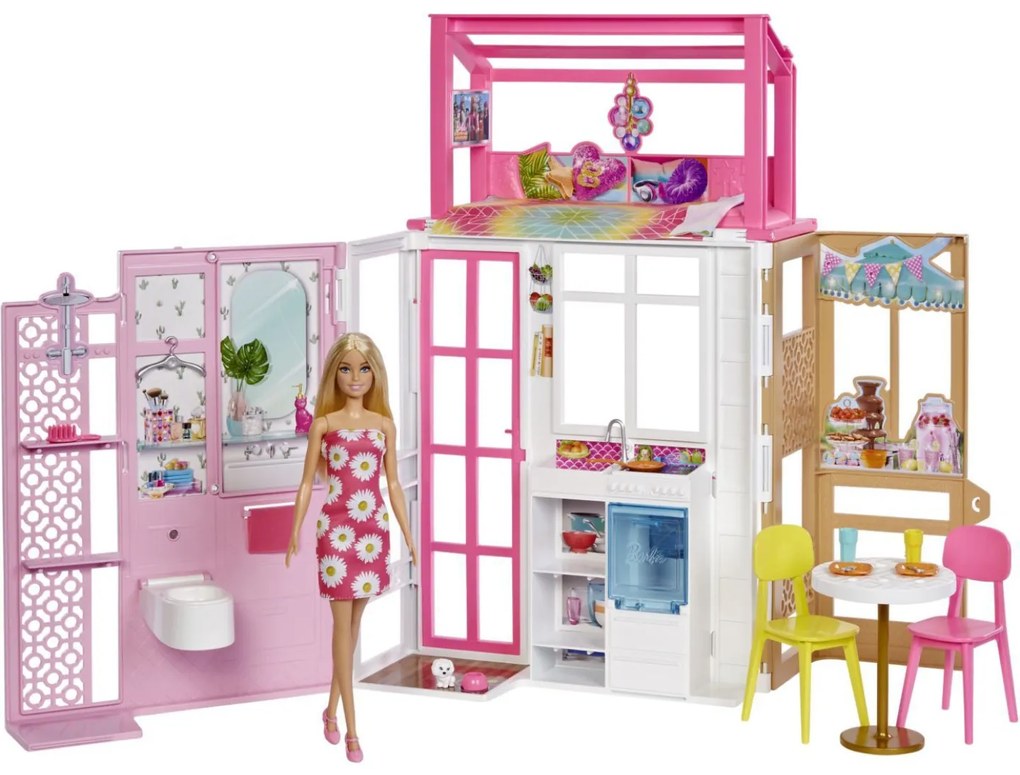 Mattel barbie skládací dům s panenkou a štěňátkem