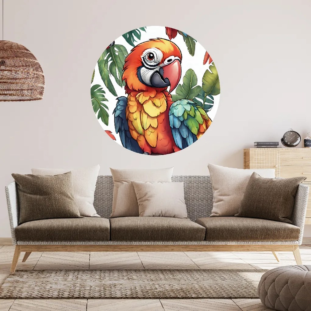 PIPPER. Kruhová samolepka na zeď "Papoušek" Velikost: 60cm