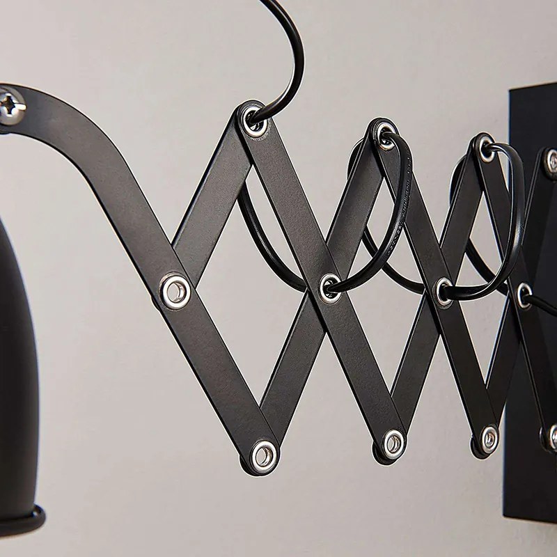 Průmyslová nástěnná lampa černá harmonika - Merle