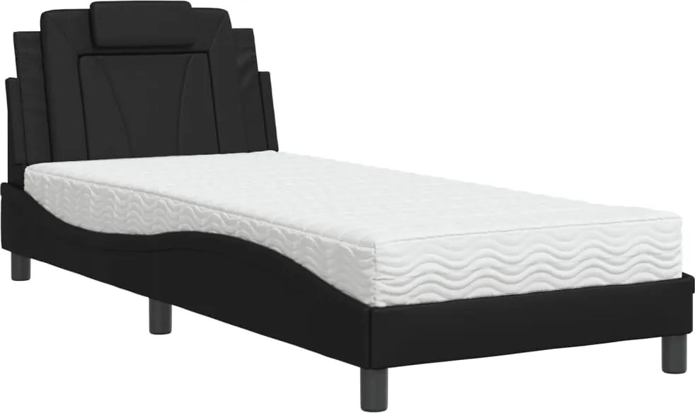 Postel Viana s matrací černá 90 x 190 cm umělá kůže 3208761