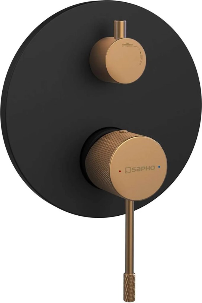Sapho Solaris - Baterie pod omítku, pro 2 spotřebiče, s tělesem, matná černá/matná měď WD042PG